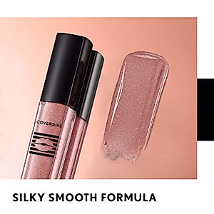 COVERGIRL Exhibitionist Lip Gloss, Short Change, High-Glossy, Cream, 0.99 Fl Oz, Shiny Pink Lip Gloss, Moisturizing Lip Gloss, Intense Hydration, Vibrant, Luscious