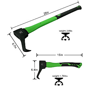 WICING Hookaroon, Pickaroon Logging Tool Forged Steel, with Anti-Slip & Shock Reduction Grip, for Log Lifting and Moving Wood Firewood Tool