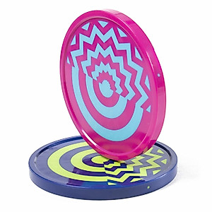 Vivid Two-Tone Air Hockey Pucks (6-Pack) | Wear-Proof Molded Psychedelic Patterns and Designs | Large 3.25-inch Pucks for Standard Air Hockey Tables | Perfect Addition to Game Rooms and Arcades