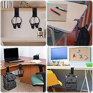Yaocom 2 Pcs Under Desk Headphone Hanger Practical Headphone Stand Hanger Black Steel Headphone Holder Space-Saving Headphones Hook for Soundbar Small Items Desk Office