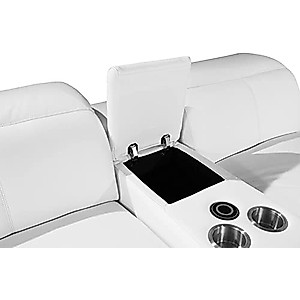 Blackjack Furniture Venice 8 Piece Sectional Sofa with 3-Power Recliners, Features Adjustable Headrest, Lumbar Support, USB and Wireless Charging Station, Extra Large Storage, 1 Console, White