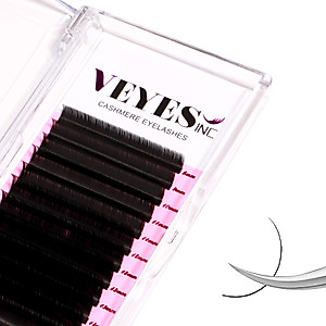 VEYES INC Cashmere Volume Lash Extensions C CC D DD LD L B J M Curl 0.03-0.20 thickness, Super Matte Black Individual Eyelashes Tray, Professional Supplies for Lash Techs (0.05 CC 12mm)