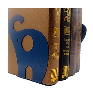 Y-H 1Pair Cute Cartoon Elephant Nonskid Bookends Art Bookend (Navy Blue)