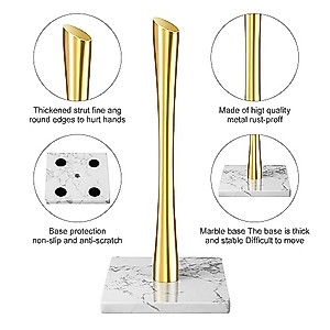 Welisya Marble Paper Towel Holder Gold Countertop,Standing Kitchen Paper Towel Holder Roll Holder- for Kitchen Bathroom Countertop, Standard Paper Towel Holder (with Marble Base)