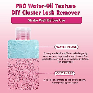 PRO Lash Glue Remover for Lash Clusters 150ML Adhesive Remover with 3 Reusable Cleansing Eco Pads 1 Eyelash Brush DIY Lash Extension Remover Eye Cleanser Quick removal of Lashes Gentle Soothing