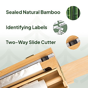 Coler Creek Kitchen Ziplock Bag Organizer | Foil & Plastic Wrap Dispenser | Fits All Size Bags | 2.5 Gallon, 2 Gallon, 1 Gallon, Quart, Sandwich, Snack