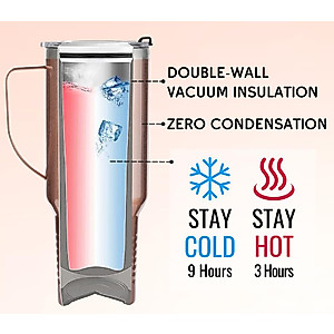 Onebttl Funny Birthday Gifts for Women, Her, Birthday Queen, 40 oz Tumbler with Handle, Rose Gold, Queens are Born in July