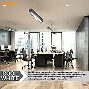 Sunlite 30125 2 Foot T8 Linear Fluorescent Lamp, 17 Watts, 1450 Lumens, F17T8/SP841, 4100K Cool White, Medium G13 Bi-Pin Base, ROHS Compliant, 30 Pack