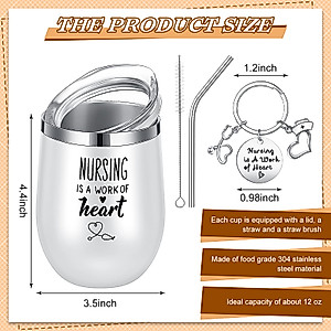 Yinkin 4 Pcs Nurse Appreciation Christmas Gift Set Nurse Tumbler Cup Thank You Wine Tumbler Inspirational Keychain for Nurse Birthday Graduation Retirement Gifts Nurses Week Gift (Nursing)