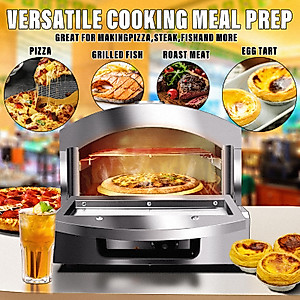 Portable Pizza Oven |Countertop Electric Pizza Maker |Outdoor Pizza Grill|Stainless Steel 1800W Power|Double Layer with 14in Pizza Stone|For Commercial&Kitchen|