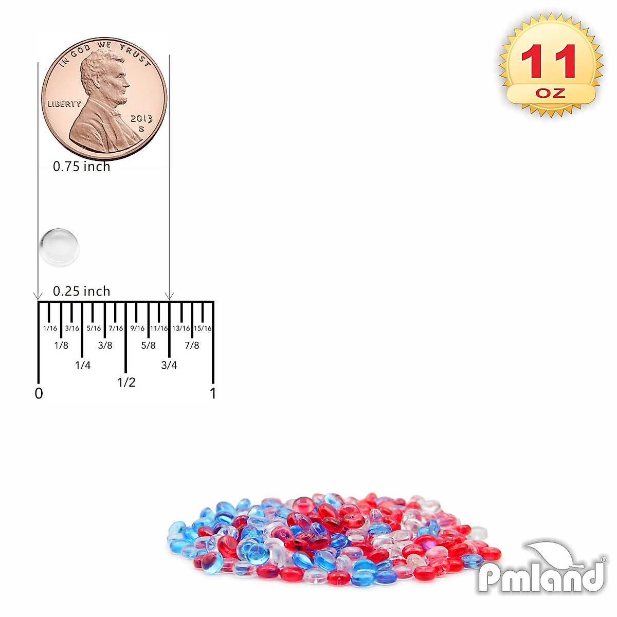 PMLAND Acrylic Mini Flat Marbles, Pebbles, Beads 3500+ Pcs 6 mm in Diameter for Vase Fillers, Brush Holder, Party Table Scatter, Wedding, Decoration, Crafts - Whire Red Blue