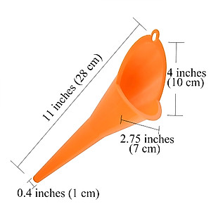 Annurssy 4 Pack Multi-Function Plastic Long Neck Oil Funnel - for All Automotive Oils Lubricants Engine Oils Water Diesel Fuel Kerosene and Other Liquids