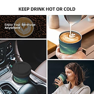 GTKSYNVE Reusable Coffee Mug with Lid and Handle, Northern Aurora Night Tumbler for Hot & Cold Drinks 16oz Stainless Steel Insulated Coffee Tumblers Double Wall Vacuum Thermal Cup