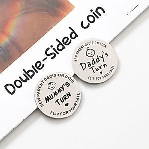 BBXWANG Pregnancy Gifts for First Time Moms, Double-Sided Metal Decision Coin Gifts for New Mom, Gifts for New Parents, Mom, Dad