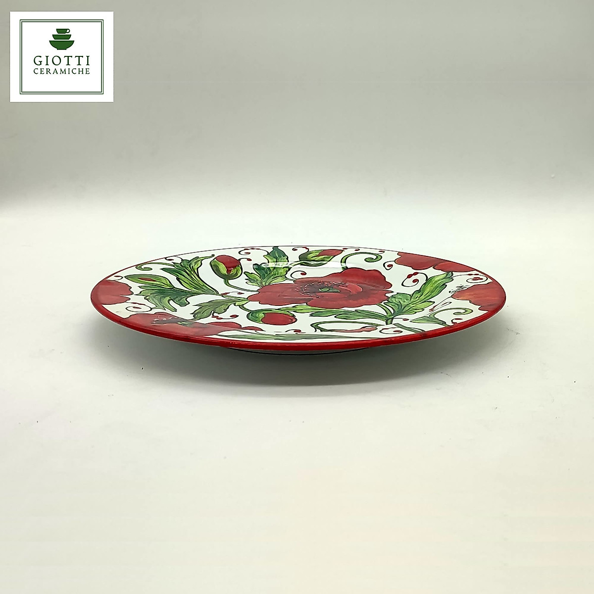 Italian Ceramic dinnerware set - Hand Painted kitchen Small Dishes sets for 4 - Made in ITALY Tuscany - Italian Pottery dinner plates - Home Decor Poppies Ceramics salad dishes set