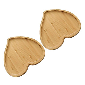 UPKOCH 2pcs Heart Shape Wood Plate Wooden Serving Tray Food Plate for Dessert Snacks Fruit Breakfast Sandwich Bread M