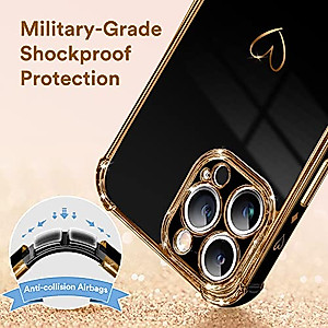 DAVIKO Compatible with iPhone 13 Pro Max Case for Women, Luxury Soft TPU Shockproof Protective Phone Case, Full Camera Protection Raised Reinforced Corners, 6.7 inch, Black