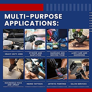 PENTAGON SAFETY EQUIPMENT Industrial Black Nitrile Gloves, Heavy Duty Disposable Gloves, Sizes (M-2XL)