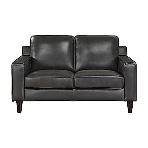 Lexicon Yesenia Leather Match Living Room Loveseat, Gray