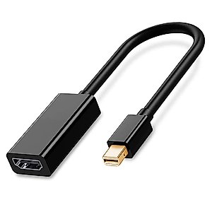 QCEs Mini DisplayPort to HDMI Adapter, Thunderblot to HDMI Cable Adapter Compatible with Apple MacBook Air Pro, iMac,Microsoft Surface Pro Dock to TV/Monitor/Projector Black