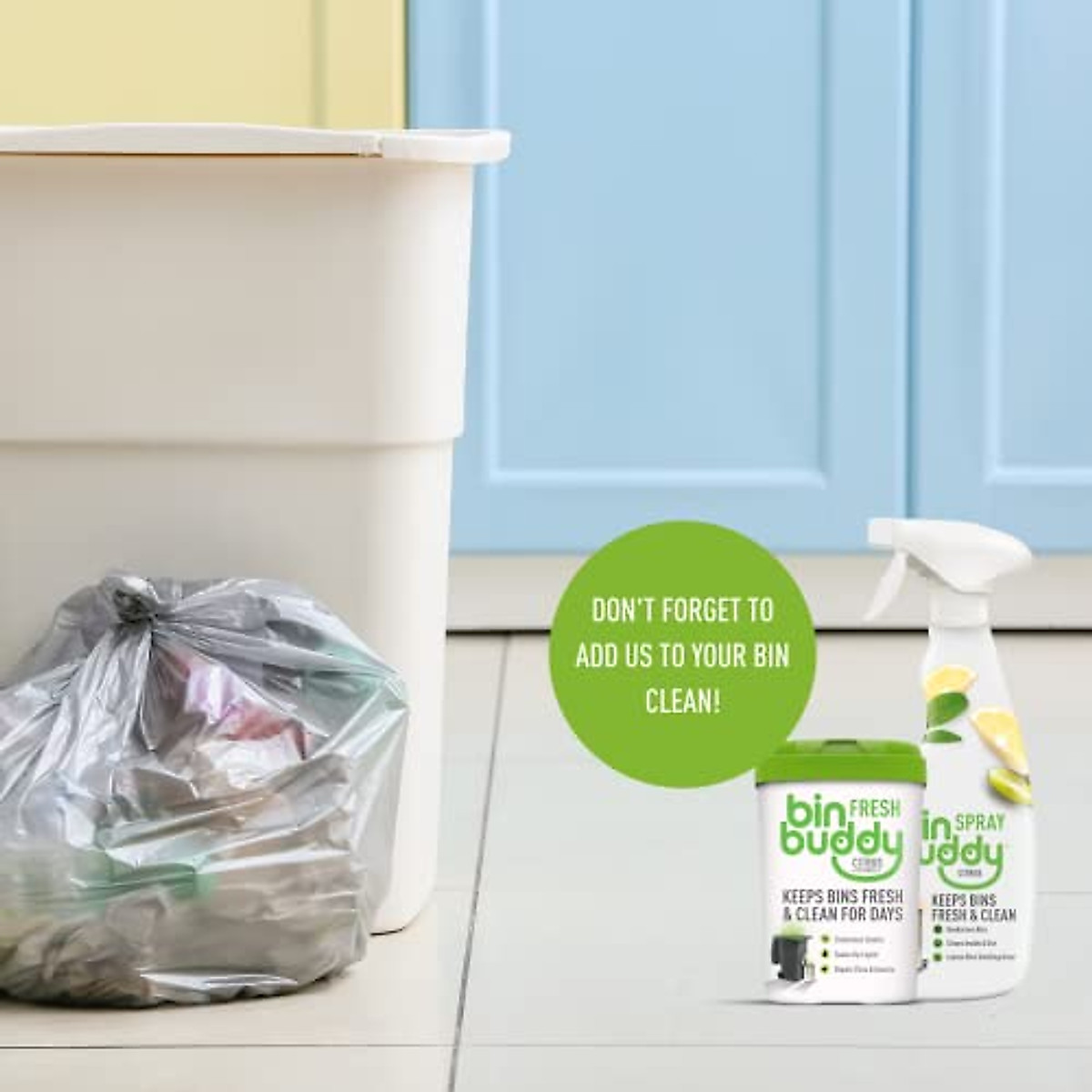 Bin Buddy Fresh Citrus, 450g, Pack of 6, Bin Freshener Deodoriser Powder, Leaves Your Bin Smelling Great, Suitable for Indoor and Outdoor Bins