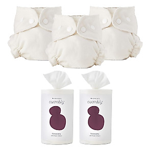 Esembly Cloth Diaper Inner (Size 2, 3 Pack) and Tossers (2 Pack) - Reusable and Absorbent Inner with Fragrance-Free and Chlorine-Free Disposable Liner