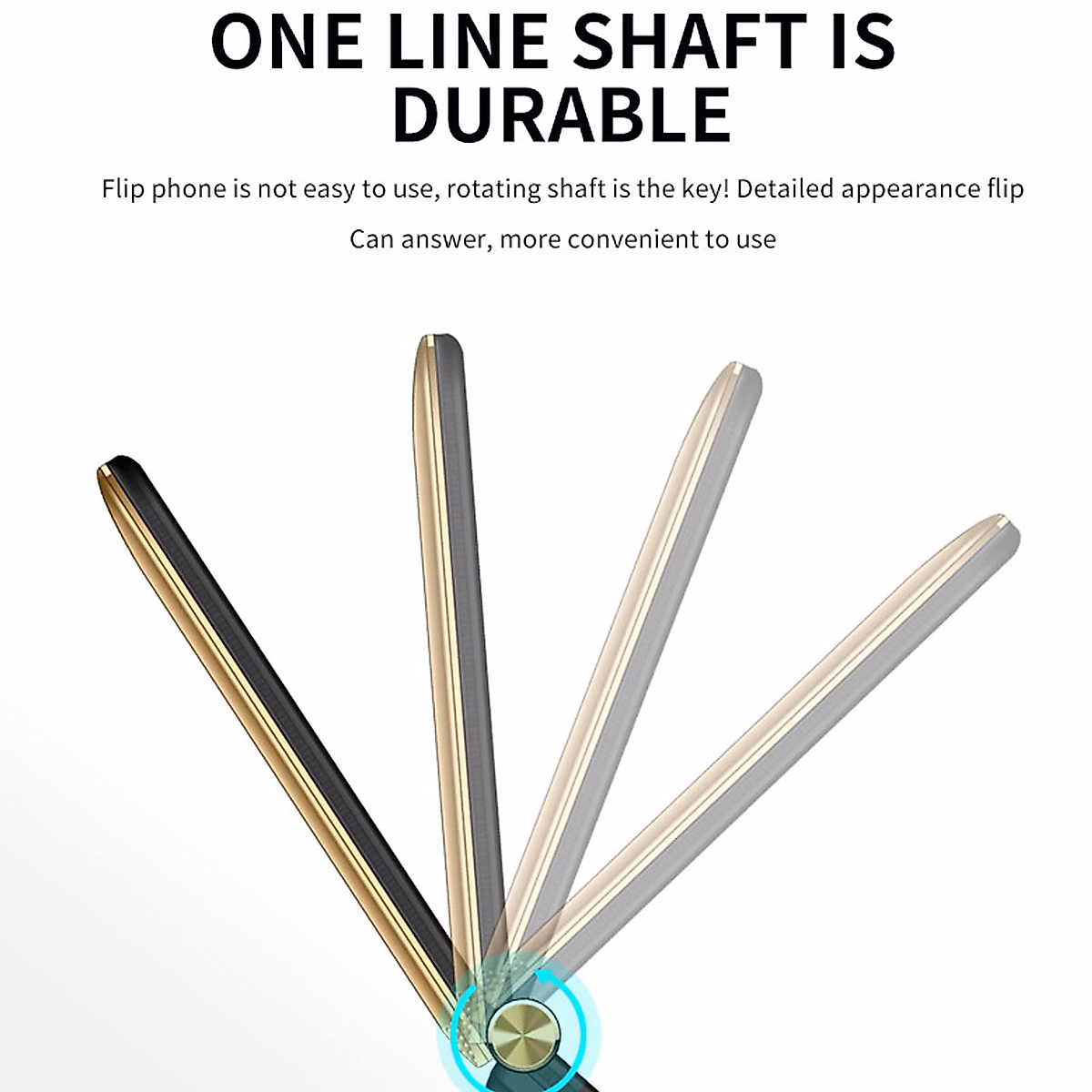 Flip Cell Phone for Seniors,G Seniors Phone,3.0 Inch Double Sided Large Screen Cell Phone,Long Standby Dual SIM Phone, 5900mAh 1.3 MP Support Flashlight Camera Music Player (Gold)