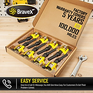 High Performance Ignition Coil 8 Pack -Upgrade 15% More Energy For Ford F-150 F-250 F-350 4.6L 5.4L V8 CROWN VICTORIA EXPEDITION MUSTANG LINCOLN MERCURY Compatible & DG508 DG457 DG472 DG491 (YELLOW)