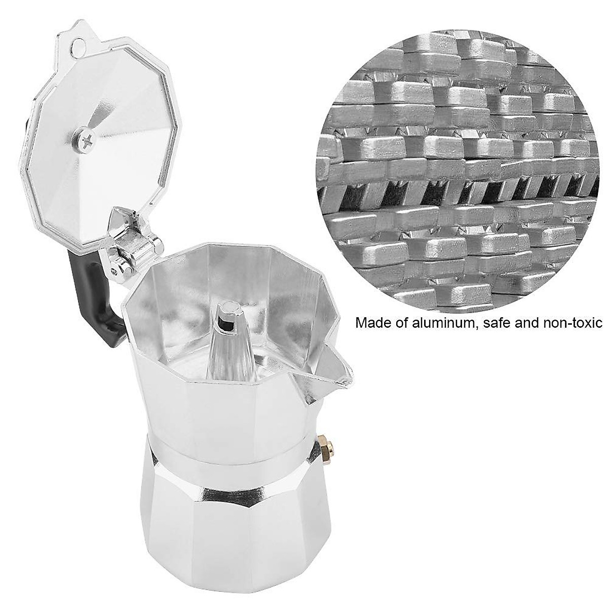 1 Cup 30ml Aluminum Italian Mocha Pot Coffee Machine for Home Office, Detachable