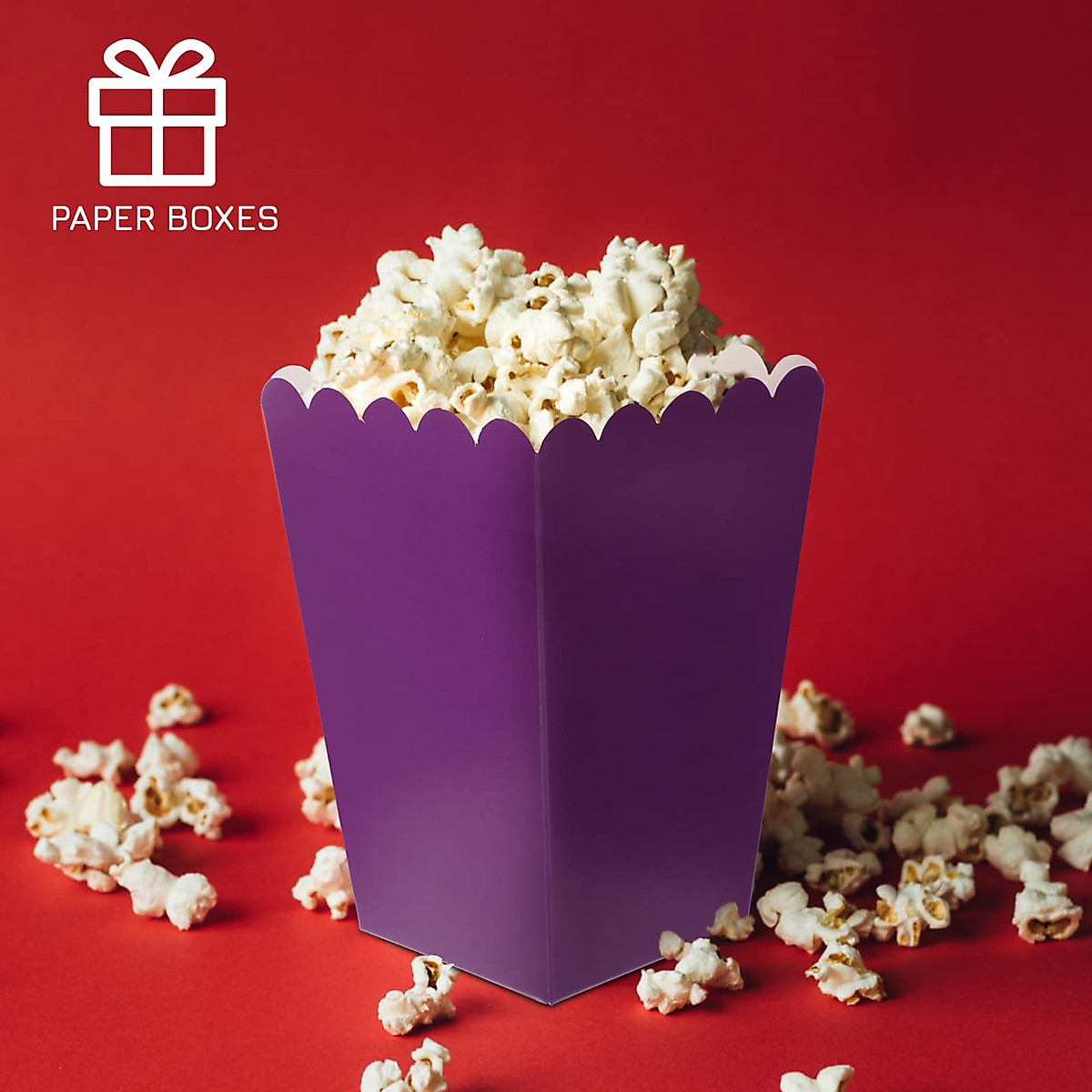 jojofuny 50pcs Boxes Popcorn Box Snack Candy Popcorn Bags Snack Containers Paper Popcorn Buckets Popcorn Cups Mini Popcorn Buckets 250g White Cardboard Purple Disposable Ice Bucket