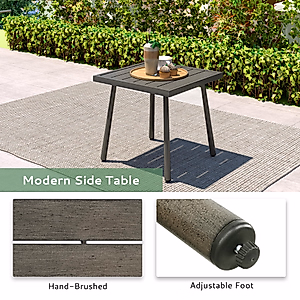 LUXIJOY Outdoor Lounge Chair with Side Table, Patio Aluminum Chaise Lounge Set of 2, Adjustable Backrest with Ergonomic Armrest, Patio Recliner Chairs Cushions for Lawn Pool Beach (Grey)