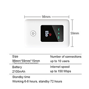 HOSAYA Portable WiFi 4G SIM Card Router 10 WiFi Users Built-in Battery LED Indicators Saving Power High Speed Travel Hotspot 4G LTE WiFi Modem Mini Router Unlocked 4G mifi Pocket WiFi