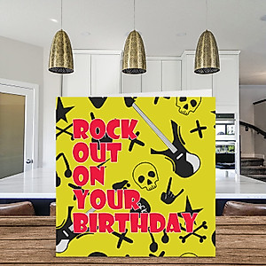 Fun Birthday Cards for Men Women Him Her - Rock Out - Punk Birthday Card for Mom Dad Papa Pops Son Daughter Brother Sister Aunt Uncle Cousin Grandma Grandpa, 5.7 x 5.7 Inch Bday Greeting Cards