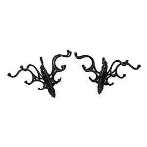 Zeckos Set of 2 Cast Iron Victorian Style 5 Hook Hat/Coat/Scarf Holders