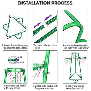 TERMATION Kids Basketball Hoop Portable Basketball Stand with 4 Hoops at Varying Heights and 3 Balls Toy Set for Age 3 Years and Up for Toddlers Indoor and Outdoor Sport Games (Green)