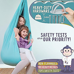 Moonkee Sensory Swing for Kids Indoor - Calming and Relaxing Hug Effect Therapy Swing for ADHD, Anxiety, Autism Swing - OT Approved and Safety Tested - Outdoor Sensory Joy Swing for Kids and Adults