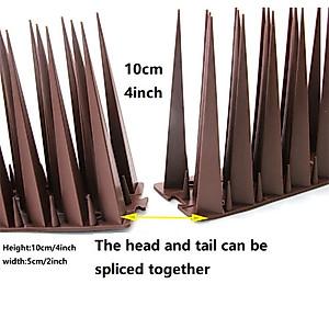 Lssfadccx Bird Spikes, Pigeon Outdoor Deterrent Device No More Bird Nests & Poop, Pigeon Spikes for Garden Fence Wall Railing Roof, 10cm/4inch Spikes (13.3 feet, Plastic)