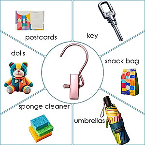 Koobay Laundry Hook Boot Clips Hanger Clothes Hanging Clips, Rose Gold Multi-Functional Socks Towel Clip Clothespins,Lightweight Home Travel Hangers for Closet Hanger Organizer Matte Process (20 Pack)