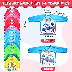 36 Pcs Kids Art Smocks Bulk Toddler Smocks for Painting Waterproof Children's Paint Aprons Colorful Washable Long Sleeve Smocks Arts and Crafts Supplies for Classroom Baby Boys Girls Aged 1-4 Years