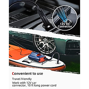 Abahub 22PSI SUP Electric Air Pump, Auto-Off Inflation & Deflation, Portable High Pressure Pump, 12 DV Car Connector for Inflatable Stand Up Paddle Boards, Kayaks, Boats