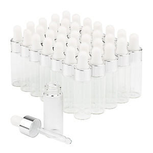 Clear Glass Dropper Bottles,35 Pcs 5ml Sample Dropper Bottles DIY Essential Oils Bottles Perfume Vials Cosmetic Liquid Containers