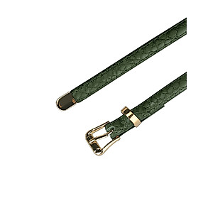 Allegra K Womens Skinny Embossed Leather Belts Alloy Pin Buckle Belt for Jeans Dresses Pants 104cm/41'' Dark Olive Green