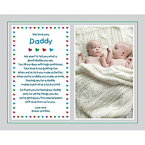 Poetry Gifts Daddy From Twins or Children for Valentine's Day or Birthday, 8x10 Inch Print Personalized with Names and Photo