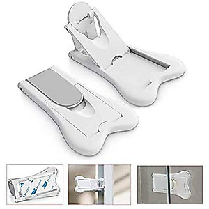 Millie (4 PACK) Sliding Glass Door Child Lock - Baby Safety Slide Window Locks Kids Proof Patio Closet Doors No Drilling Tools Needed (white)