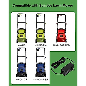 Replacement for 29V Sunjoe MJ401C Charger Compatible with Sun Joe MJ401C MJ401C-CHRG MJ401C-XR MJ401C-XR-SJB MJ401C-Pro MJ401C-XR-RED Cordless Electric Lawn Grass Mower, for Sun Joe Lawn Mower Charger