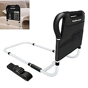 KingPavonini Bed Side Assist Handle Bar Safety Rail Bed Rails for Elderly Adults - Medical Bed Support Bar - Mobility Assistant Bar with Free Storage Bag and Fixing Strap, Support Up to 400lbs