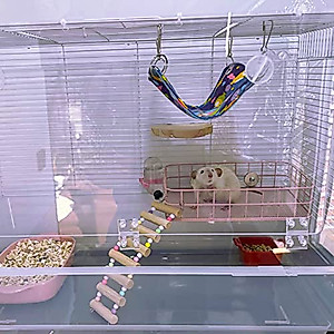 JSLZF Rat Cage Platform Accessories Hanging Rat Ledge Metal Ferret Hammock Squirrel Cage Bed Small Animal Habitat for Hamster, Sugar Glider, Rat- Pink