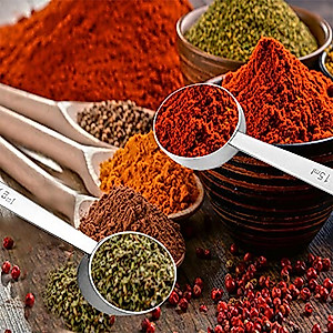 KAZETEC Metal Stainless Steel 1 Tablespoon Measuring Coffee Scoop Spoon, Set of 5