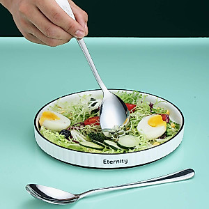 Berglander Salad Server Set, Stainless Steel Salad Serving Set, Salad Servers, Salad Spoon, Salad Fork, Pack of 2 (Shiny Silver)