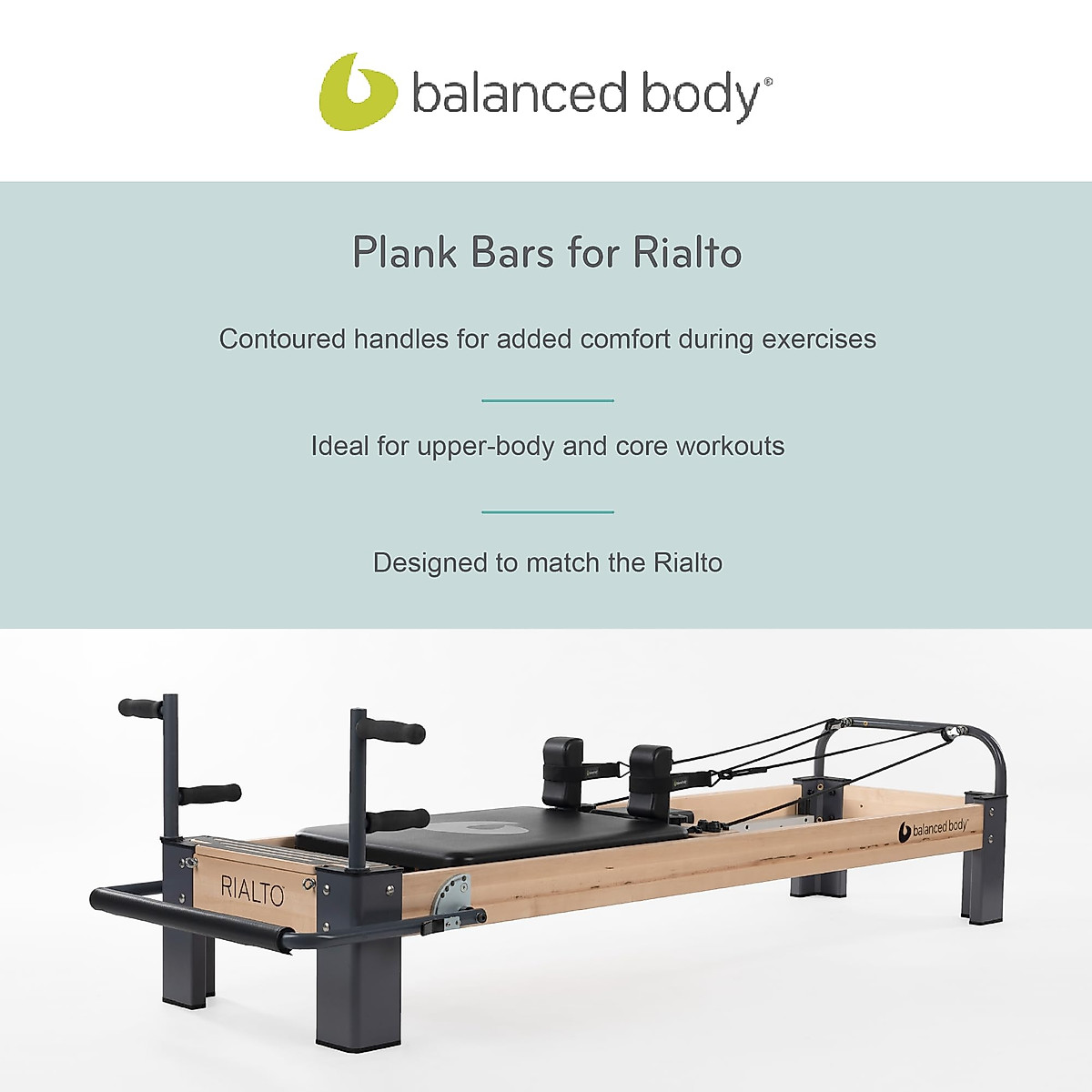 Balanced Body Rialto Plank Bars for Use with Rialto Pilates Reformer, Plank Stand, Pilates Workout Equipment for Home Gym or Studio Exercise Equipment